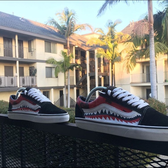 Vans | Shoes | Custom Bape Shark Teeth Vans | Poshmark